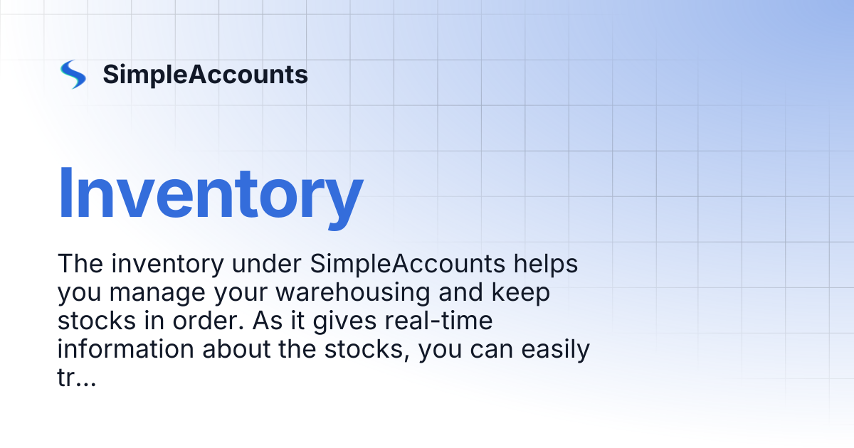 Inventory | SimpleAccounts