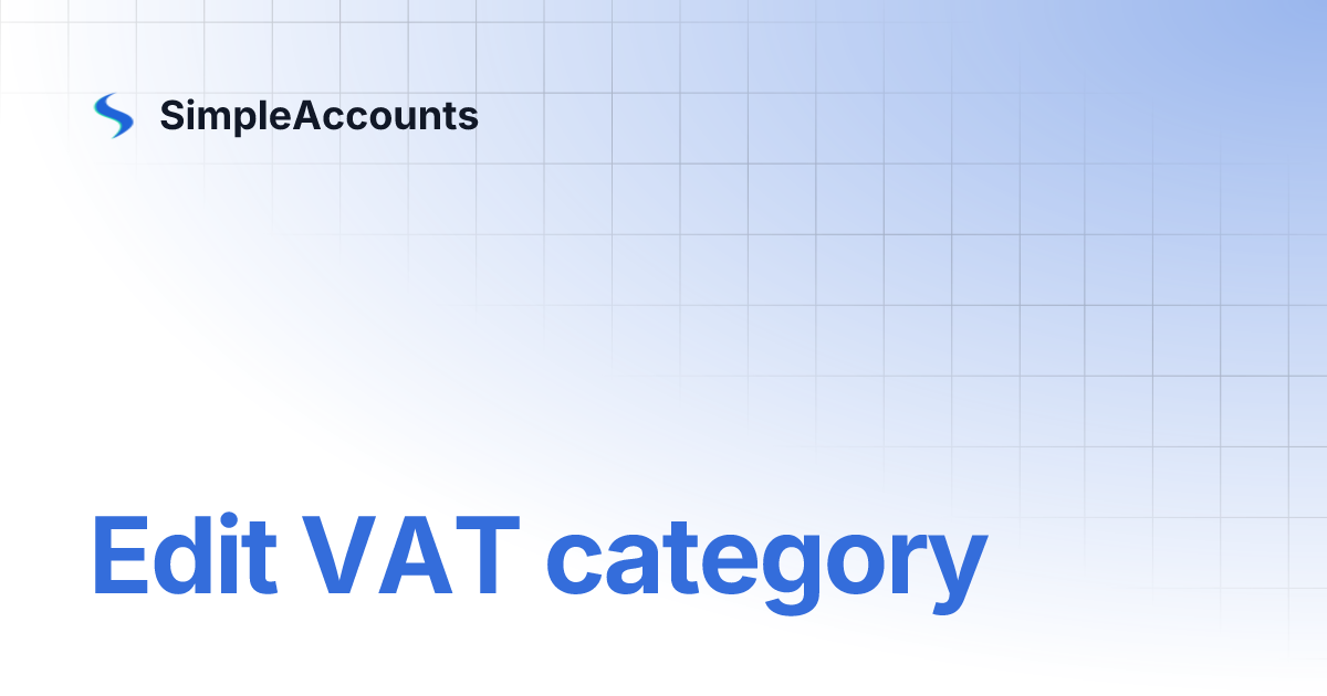 Edit VAT category | SimpleAccounts