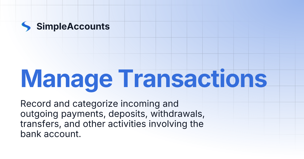 Manage Transactions | SimpleAccounts