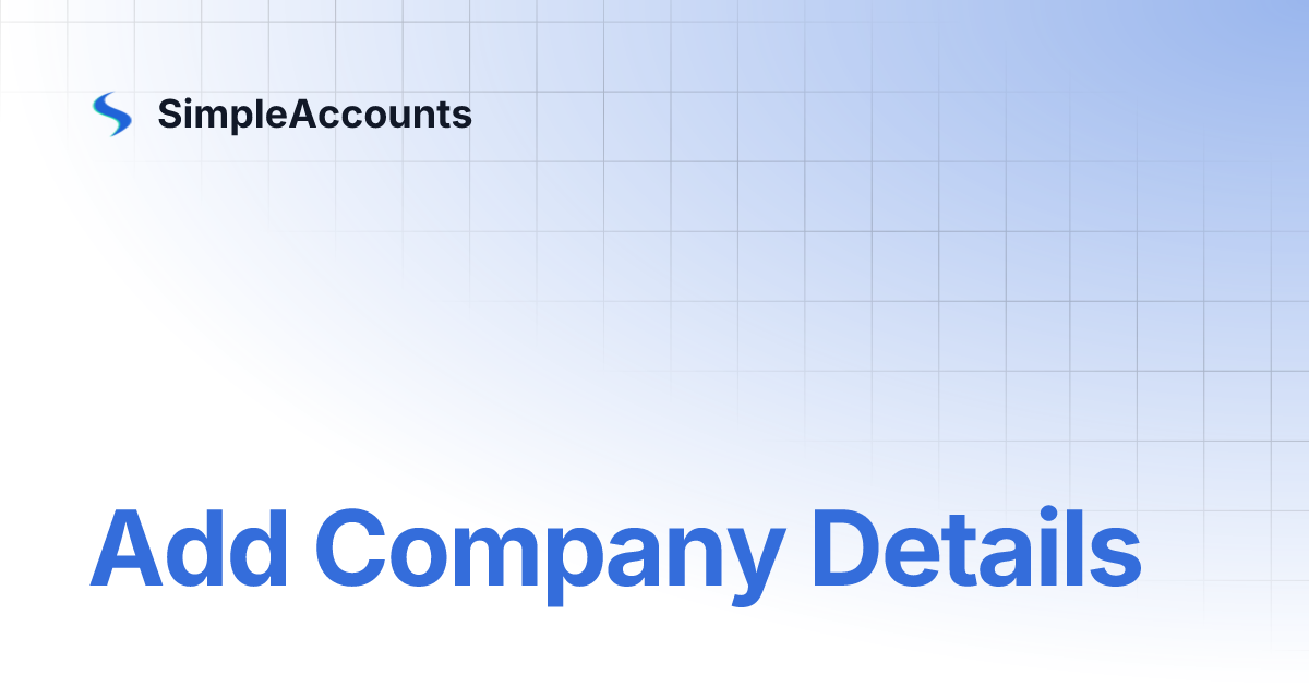 Add Company Details | SimpleAccounts